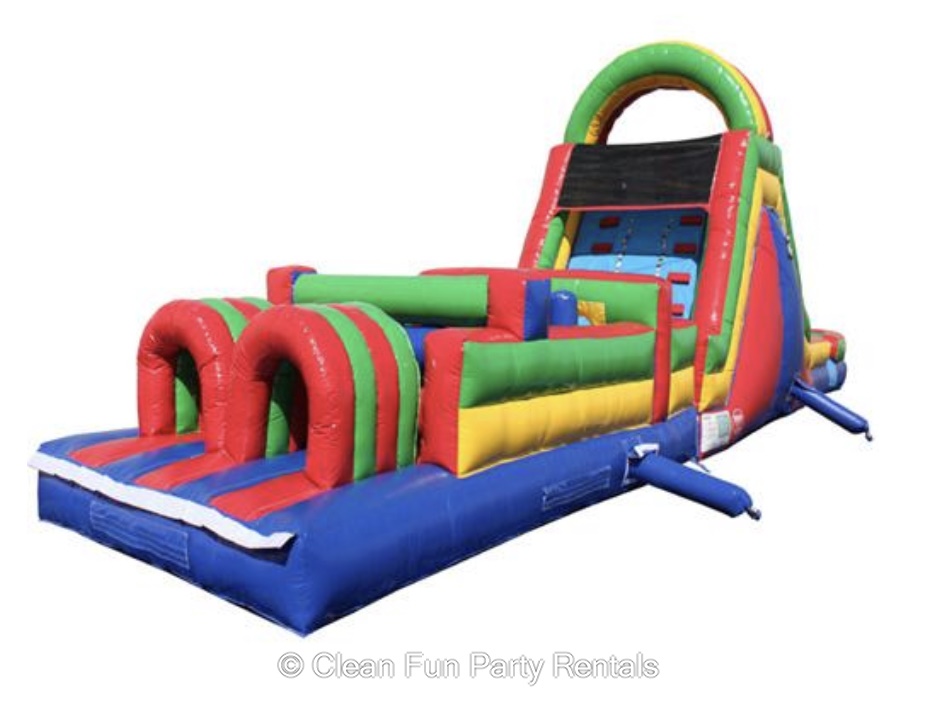 51' Double Lane Inflatable Rock Wall Obstacle Course